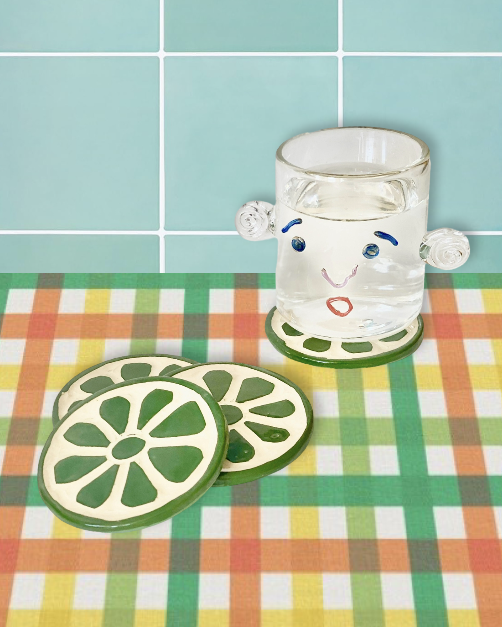 Lime Coasters – Handmade Ceramic Citrus Drink Coaster Set