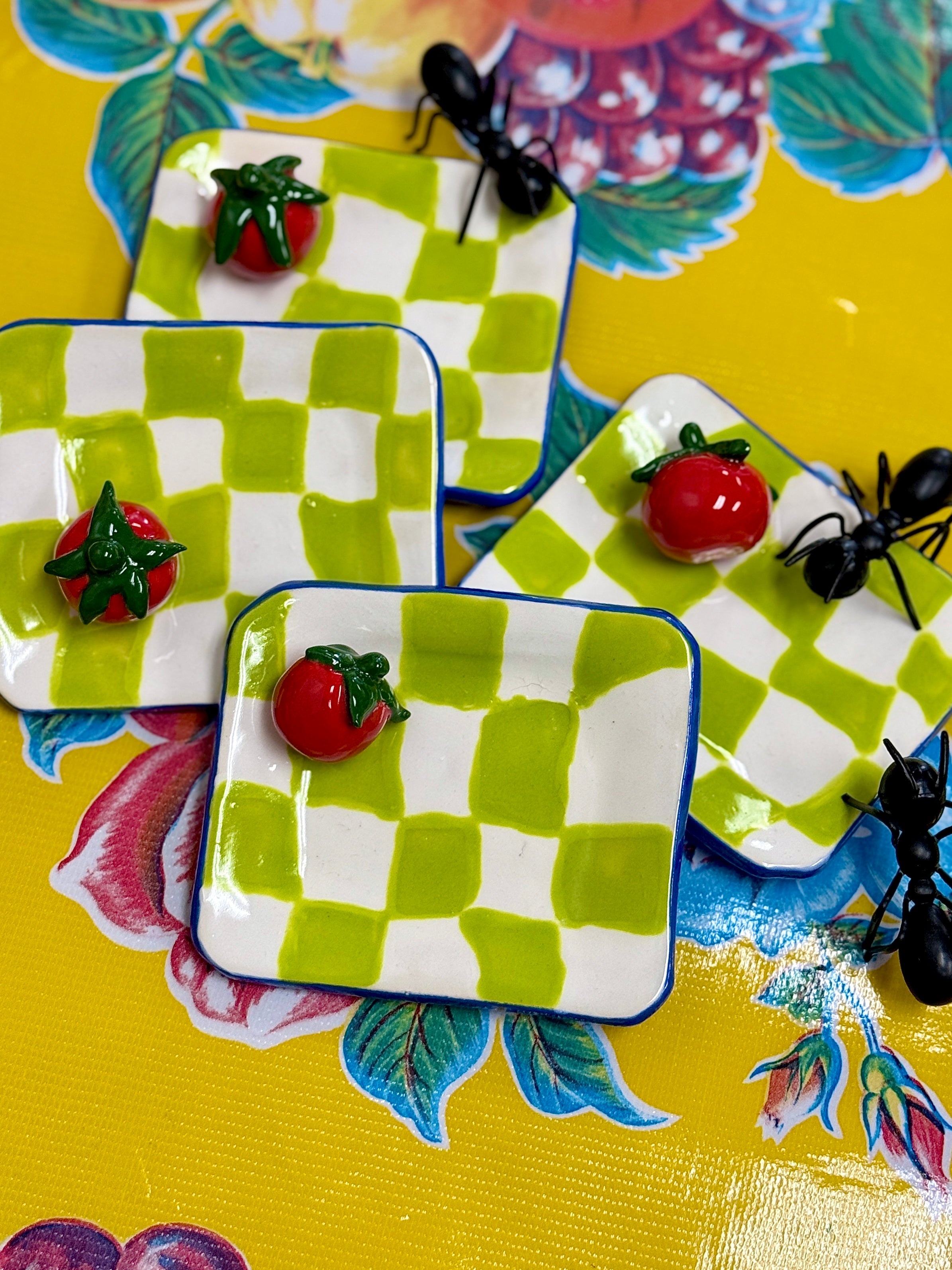 Tomato Checkered Tray